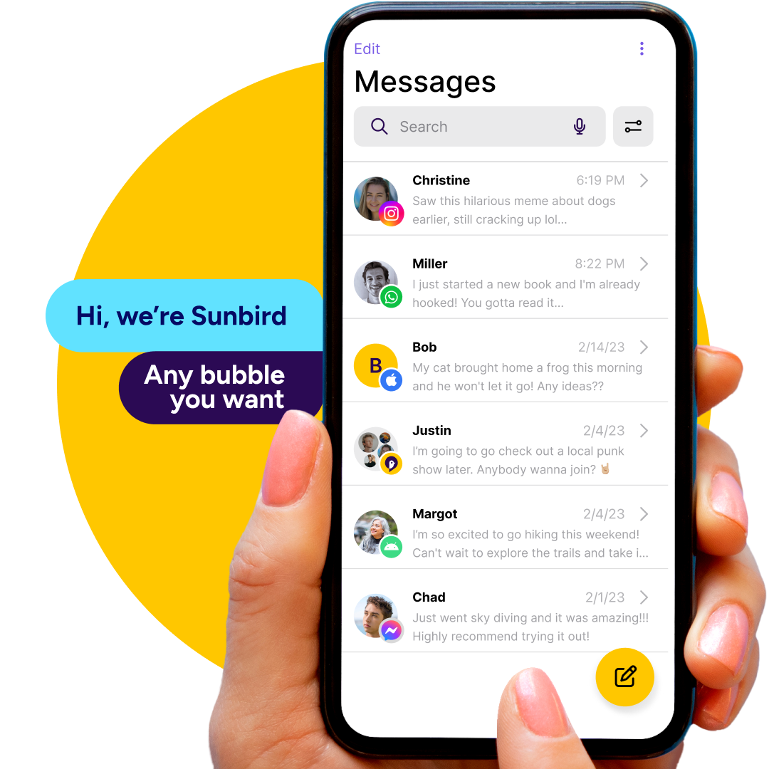 Sunbird Messaging - Chat with any bubble you want
